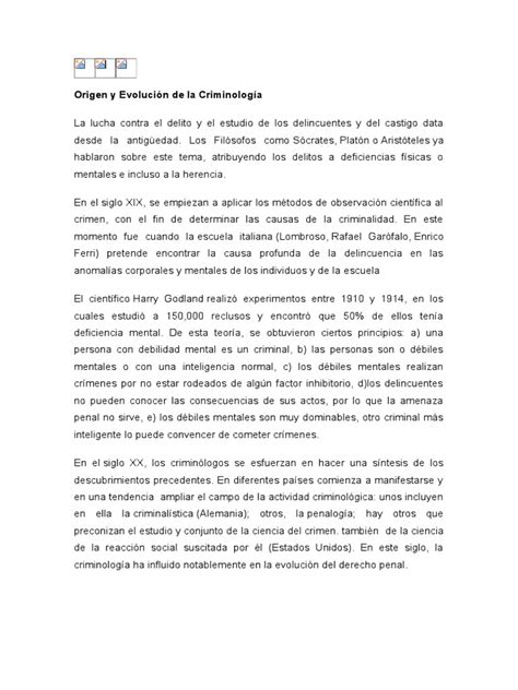 Origen Y Evolución De La Criminología Pdf Criminología Derecho Penal