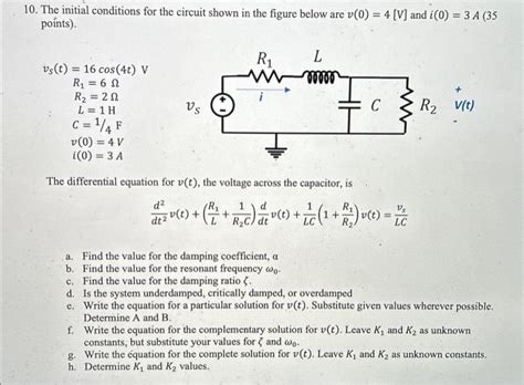 Solved The Initial Conditions For The Circuit Shown In Chegg