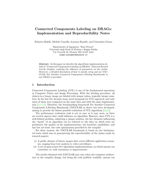 Pdf Connected Components Labeling On Drags Implementation And