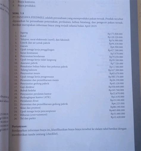 2 Biaya Konversi 3 Biaya Produksi SOAL 13 PT StudyX