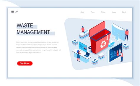 Premium Vector Waste Management Isometric Landing Page Template