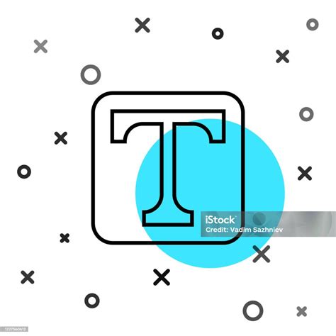 흰색 배경에서 격리된 검은색 선 텍스트 아이콘입니다 임의 동적 셰이프 벡터 일러스트레이션 가공의 인물에 대한 스톡 벡터 아트 및