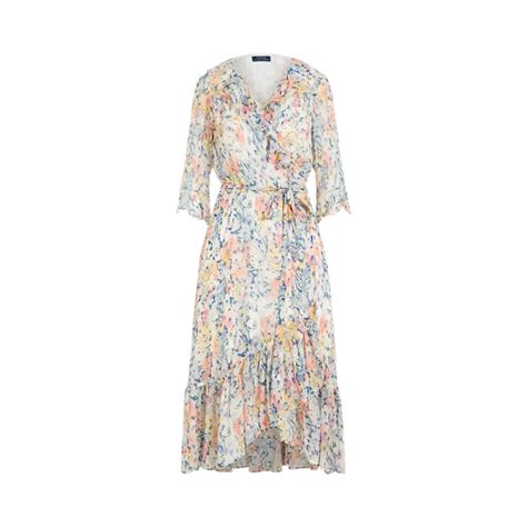 Floral Crinkled Chiffon Wrap Dress Ralph Lauren® Australia