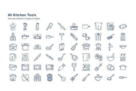 Kitchen Appliances Icon Set Design Cuts
