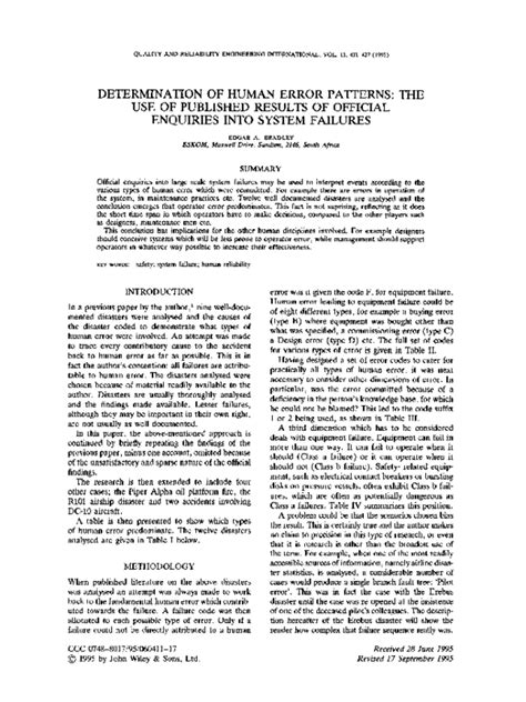 pdf determination of human error patterns the use of published