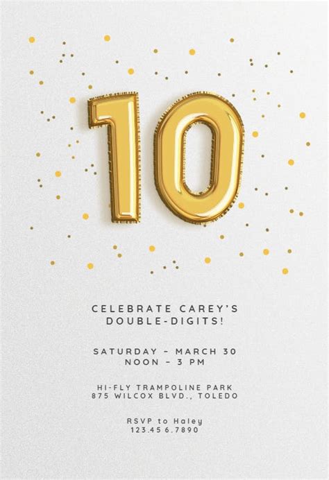 10th Birthday Invitation Templates Free