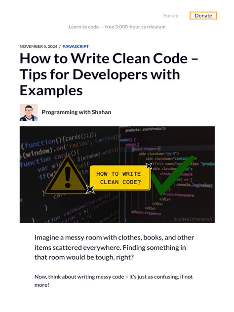 How To Write Clean Code Tips For Developers With Examples Pdf