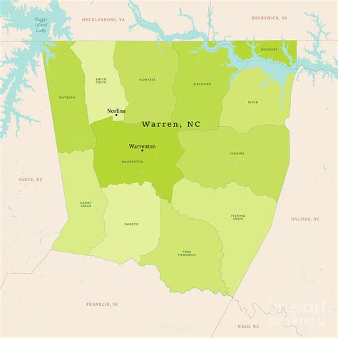 Nc Warren County Vector Map Green Digital Art By Frank Ramspott Pixels