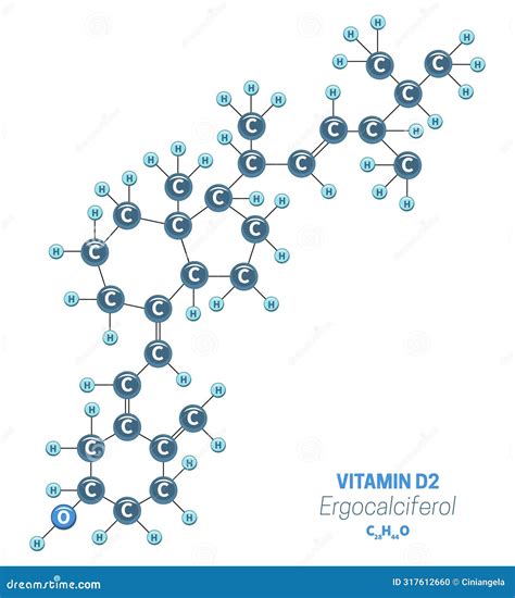 Ergocalciferol D2 Vitamin Molecules Formula Structure Cartoon Vector