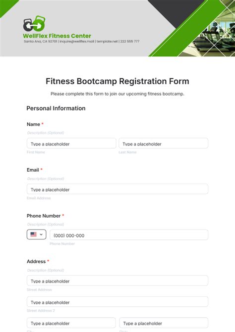 Free Fitness Bootcamp Registration Form Template To Edit Online
