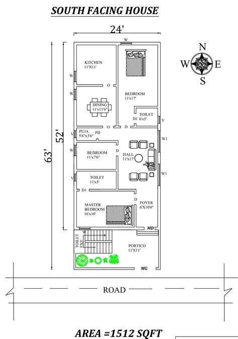 30 X60 Marvelous 2bhk West Facing House Plan As Per Vastu Shastra 395