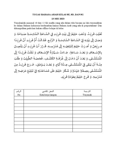 tugas bahasa arab kelas 8e 8d 8g pdf