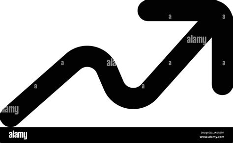 A Black Wiggly Arrow Directed Downwards On A White Background Stock