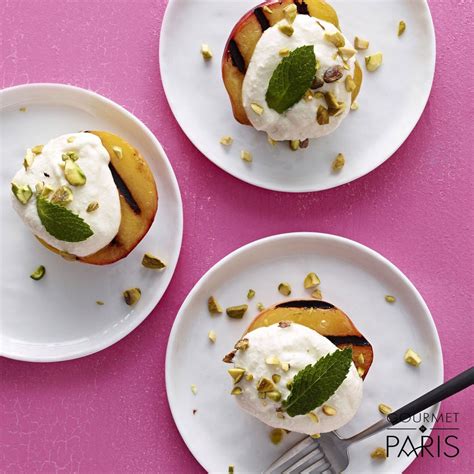 Griddled Nectarines With Frozen Yogurt And Honeyed Pistachios Gourmet
