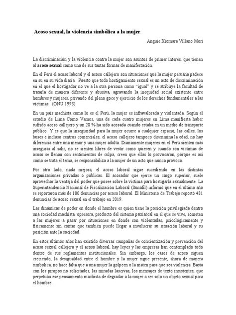 Acoso Sexual Ensayo Pdf Acoso Sexual La Violencia Contra Las