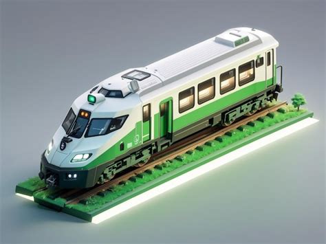 Premium Ai Image 3d Isometric Train On Gradient White Background