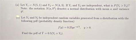 Solved A Let Y N And Y N If Y And Y Are Chegg