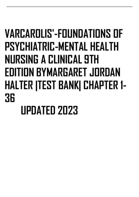Varcarolis Foundations Of Psychiatric Mental Health Nursing A Clinical