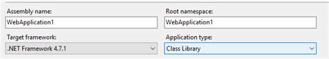 Vb Aspnet Web Application Properties Created As A Class Library Stack Overflow