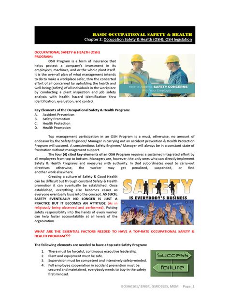 Essential Elements Of Osh Programs Pdf Occupational Safety And Health Safety