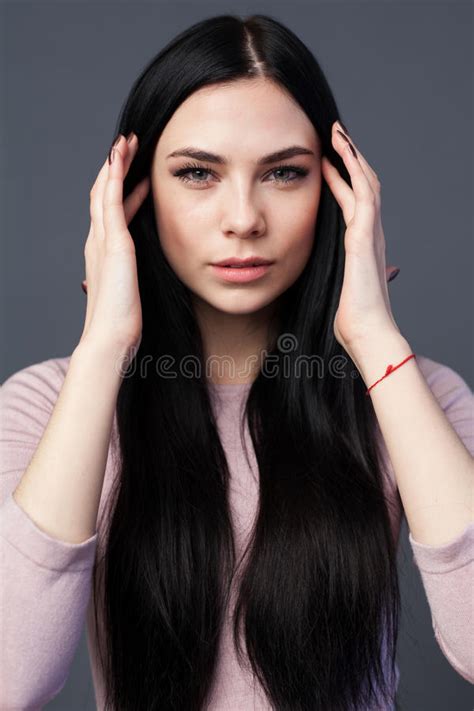 Portrait Of A Young Woman In Red Dress Stock Image Image Of Model