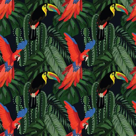 Tropical Leafs Background Green Illustration Vector Design Stock Vector