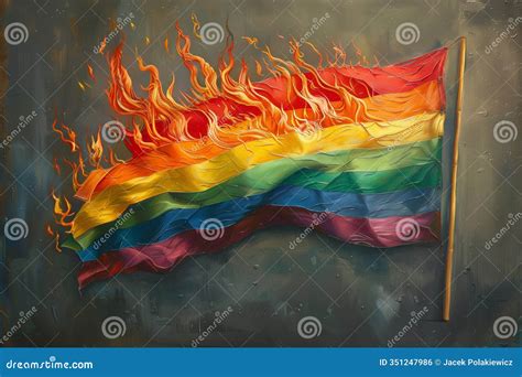 Illustration Of A Burning Rainbow Flag Stock Illustration