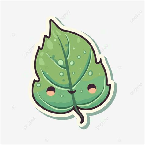 Cute Cute Tree Leaf Sticker Clipart Vector Sticker Design With Cartoon