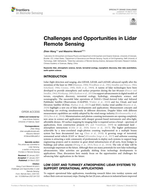 PDF Challenges And Opportunities In Lidar Remote Sensing