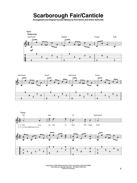 Guitar Chords Scarborough Fair