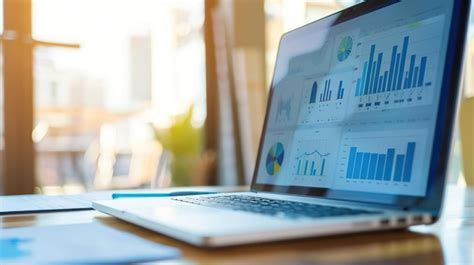 Laptop With Charts And Graphs On Screen Premium Ai Generated Image
