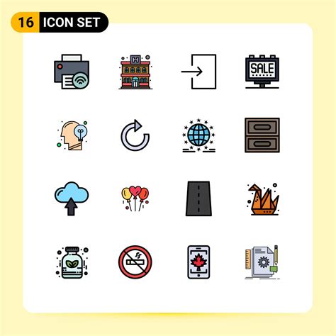 Pack Of 16 Creative Flat Color Filled Lines Of Human Communication