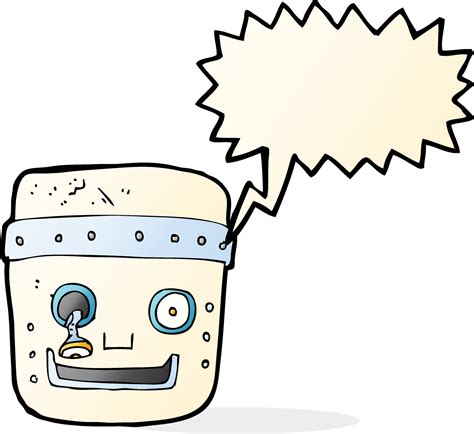 Cartoon Robot Head With Speech Bubble Vector Art At Vecteezy