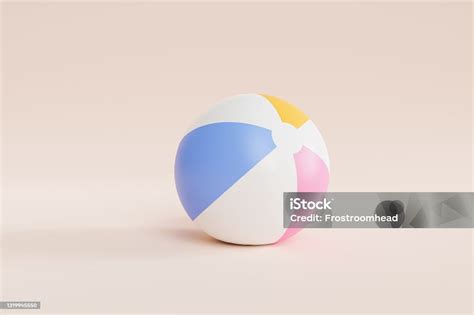 풍선 비치 볼 여름 베이지 색 배경 최소한의 3d 일러스트 렌더링 비치 볼에 대한 스톡 사진 및 기타 이미지 비치 볼 공 스포츠 장비 해변 Istock