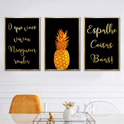 Kit Quadros Decorativos Frases Motivacionais Dourado Shopee Brasil