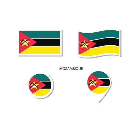 Mozambique Flag Logo Icon Set Rectangle Flat Icons Circular Shape