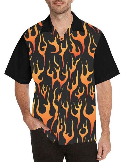 Flames Button Up Shirt Poison Arrow Retro