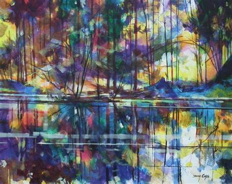Abstract Painting Of Trees And Water