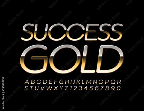 Vector Marvelous Golden Font Chic Slim Alphabet Letters And Numbers