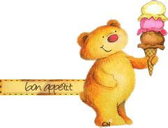 Gif scintillant - Ourson - Glace - Bon appétit - Le Monde des Gifs