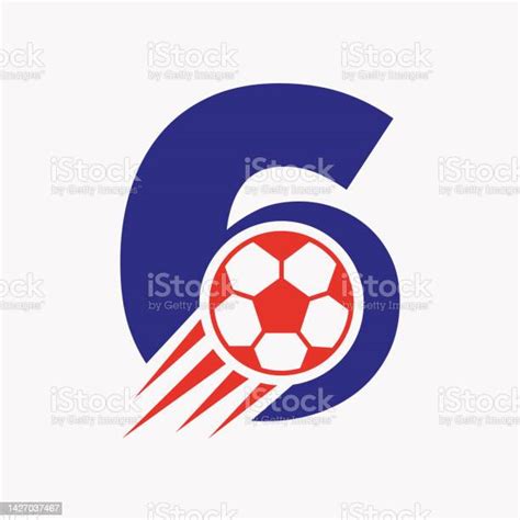초기 편지 6 축구 로고 개념 움직이는 축구 아이콘 축구 로고 타입 기호 벡터 템플릿 Soccer Tournament에 대한