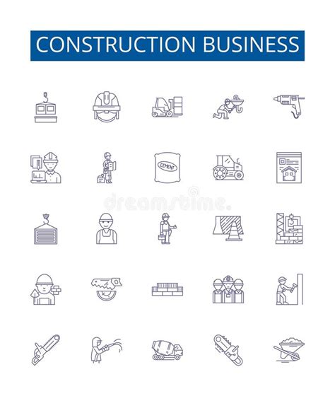 Construction Business Line Icons Signs Set Design Collection Of