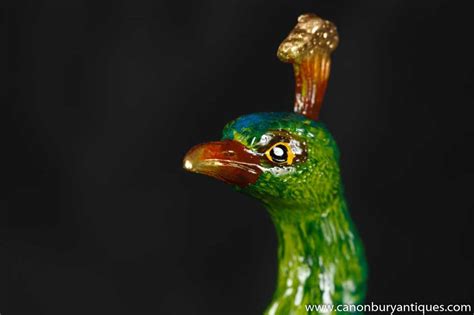 English Majolica Porcelain Peacock Bird Figurine Statue Pottery