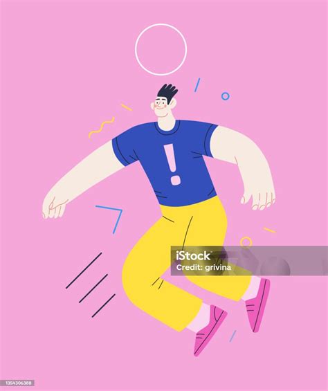Kebahagiaan Orang Bahagia Melompat Di Udara Dengan Riang Ilustrasi Stok