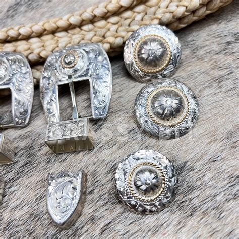 Vintage Hansen Western Gear Custom Silver Bridle Buckle And Conchos Set