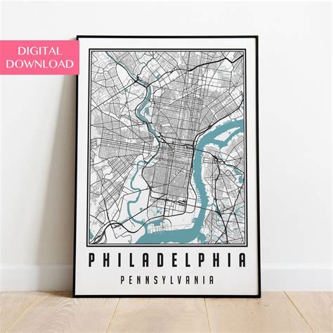 Philadelphia Map Printable Philadelphia Art Street Map Art City Map
