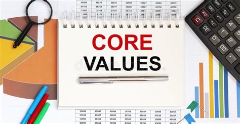 Notepad With Text CORE VALUES On The Business Charts And Pen And Charts Stock Image Image Of