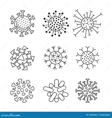 Coronavirus Line Icon Set Stock Vector Illustration Of Pictogram