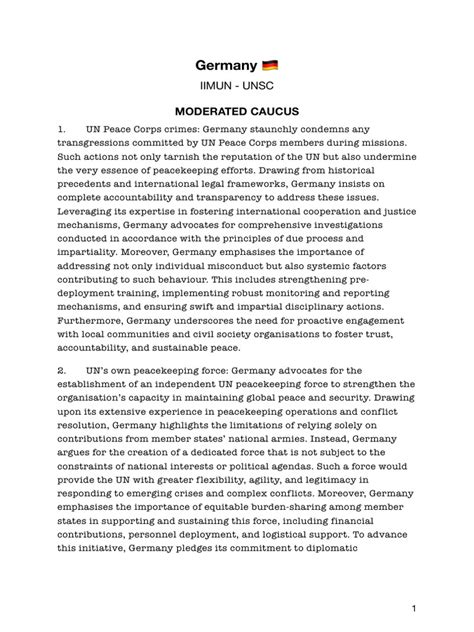 “moderated Caucus” Pdf Peacekeeping United Nations