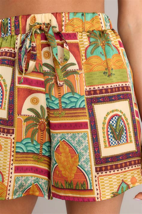 Tropical Print Mustard Top All Tops Red Dress